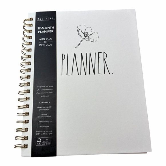 Rae Dunn | Office | Rae Dunn 226 7 Month Hard Cover Spiral Bound ...